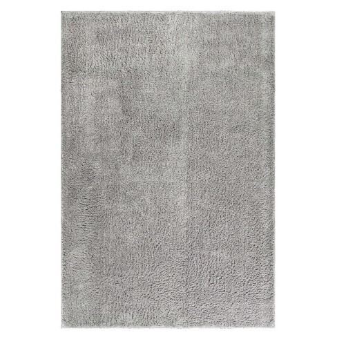 Plush Fuzzy Non-skid Solid Ultra-soft Shag Indoor Area Rug, Silver, 10 ...