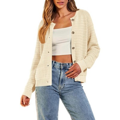 Women's Cardigan Sweater Button-Down Long Sleeve Oversized Knit ...