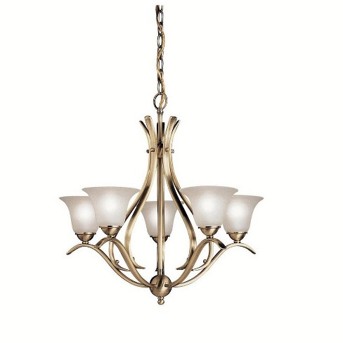 Dover 23" 5 Light Chandelier With Alabaster Swirl Glass In Antique ...
