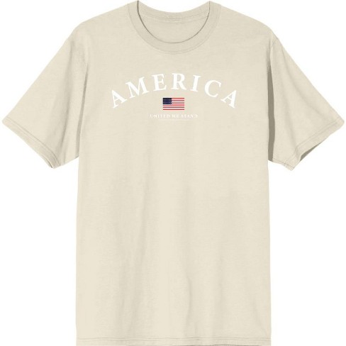 Americana America Flag Men's Natural Crew Neck Short Sleeve Tee-large ...