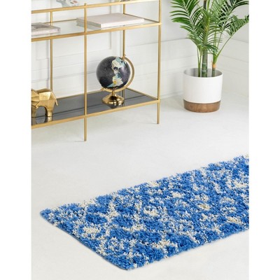 Unique Loom 2' 0 X 8' 0 Runner Moroccan Trellis Shag Periwinkle Blue ...