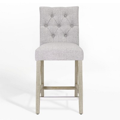 Westintrends 24" Linen Fabric Tufted Counter Stool (set Of 2), Light ...