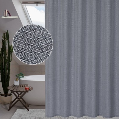 Jacquard Textured Fabric Shower Curtain For Bathroom Water Resistant ...