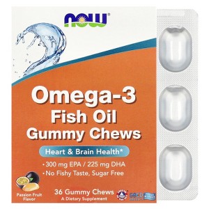NOW Foods Omega-3 Fish Oil Gummy Chews, Passion Fruit, 36 Gummy Chews ...