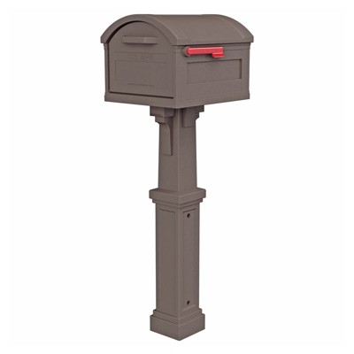 Gibraltar Mailboxes Grand Haven Classic Plastic Post Mount Mocha ...
