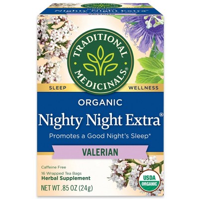Traditional Medicinals Organic Nighty Night Valerian Herbal Tea - 16ct : Target