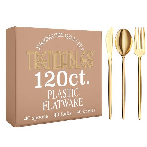 Exquisite Combo Pack Silver Plastic Disposable Silverware Set- Includes ...