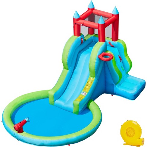 Yaheetech Inflatable Water Slide Pool Slide, Cyan : Target