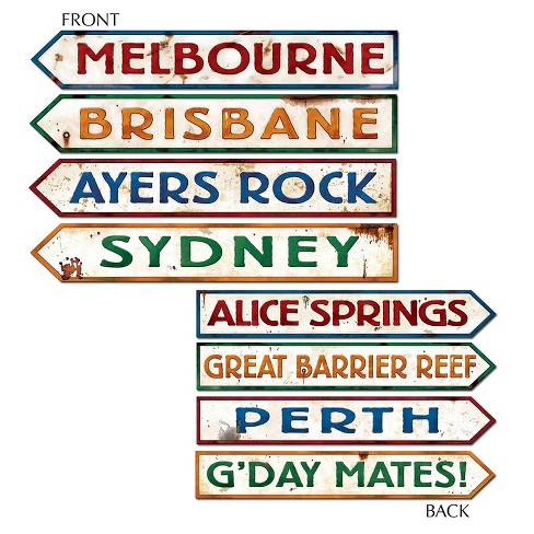 Beistle 4" X 24" Australian Street Sign Cutouts 12/pack 55340 : Target