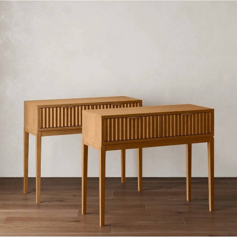 Nathan James Set Of 2 Boho Wood Fluted Console Tables Brown : Target