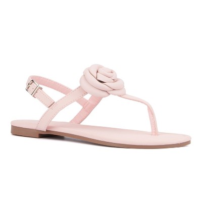 New York & Company Women's Rosette Flat Sandal - Pastel Pink, 8 : Target