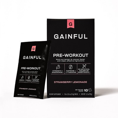 Gainful Pre-workout - Strawberry Lemonade - Caffeinated - 3.2oz : Target