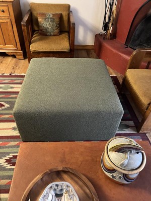 Boucle Upholstered Square Cocktail Ottoman - Oatmeal - Hearth & Hand ...