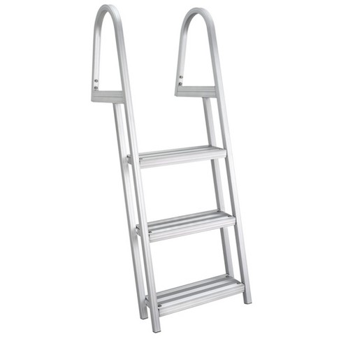 Recpro 3 Step Angled Aluminum Pontoon Dock And Boat Boarding Ladder ...