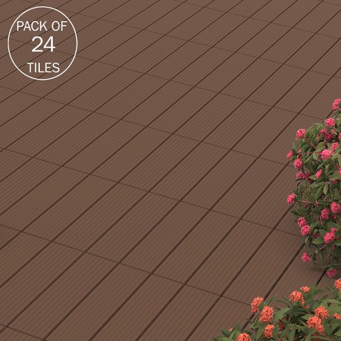 Pure Garden Multipack - Set Of 24 Interlocking Patio And Deck Tiles ...