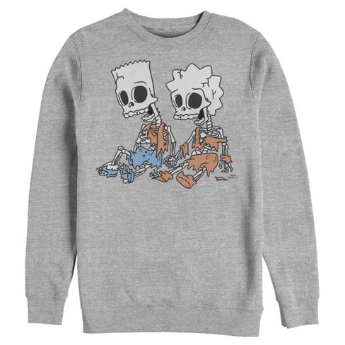 Men's The Simpsons Skeleton Bart And Lisa Sweatshirt : Target