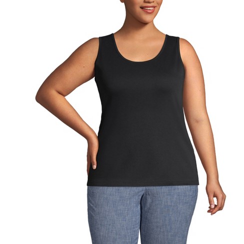 Lands' End Women's Plus Size Cotton Tank Top - 2x - Black : Target