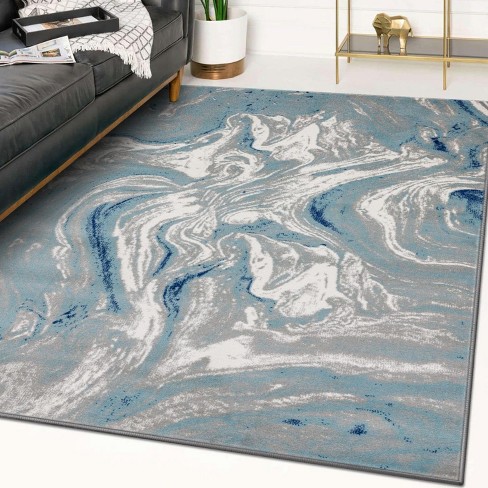Luxe Weavers Modern Swirl Blue 5x7 Area Rug : Target