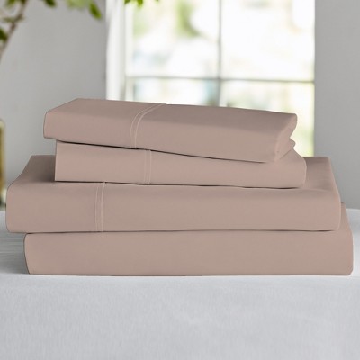 Blush Pink Queen Bed Sheet Set - 100% Cotton Sateen Weave, Cooling 400 ...