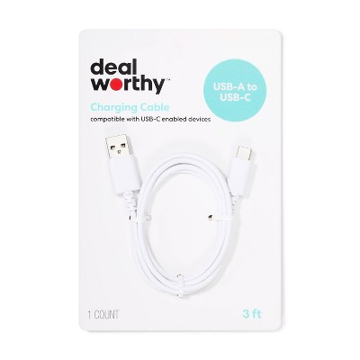 3' Usb-a To Usb-c Cable - Dealworthy™ White : Target