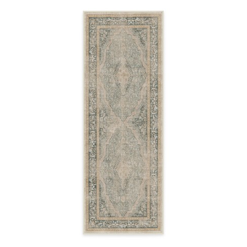 Ruggable Adeline Washable Vintage Persian Runner Rug - Natural Sage 2'6 ...