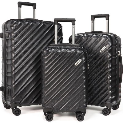 Wooakway Luggage Sets 3 Piece(20in/24in/28in) -black : Target
