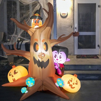 Costway 8 Ft Halloween Inflatable Dead Tree W/ Pumpkins Blow Up Yard ...