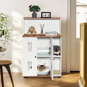 Hidden Double Cat Litter Box Enclosure with Privacy Doors and ...