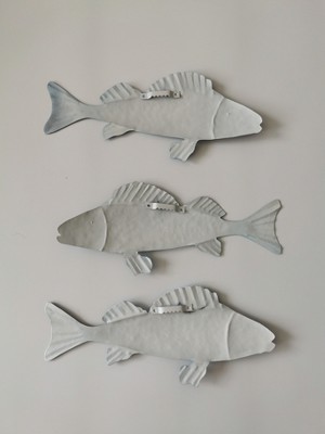 Americanflat Three Metal Fish Wall Decor Set - 3 X 9.5" Fish As Outdoor ...