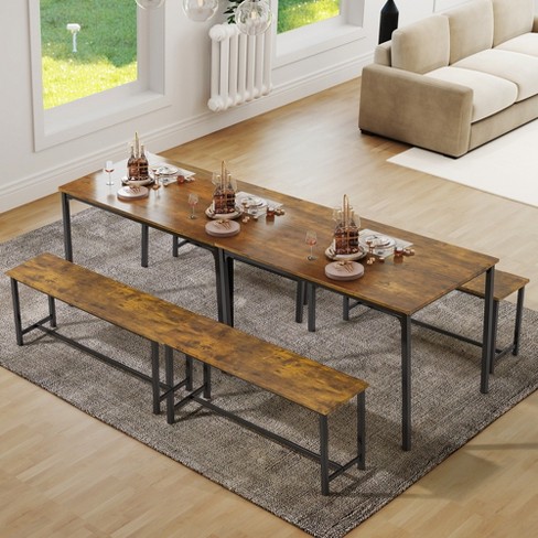 Erommy Dining Set For 4-6, Extra-long Table With 2 Benches : Target
