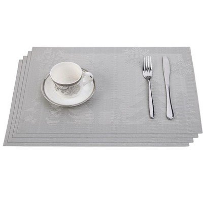 Silver & White Deer Jacquard 12" X 18" In. Pvc Fiber Woven Non-slip ...