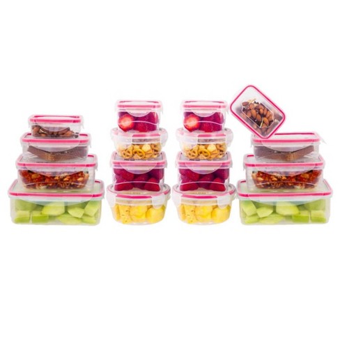 Lexi Home Plastic Containers With Snap Lock Lids (set Of 16) In Red ...