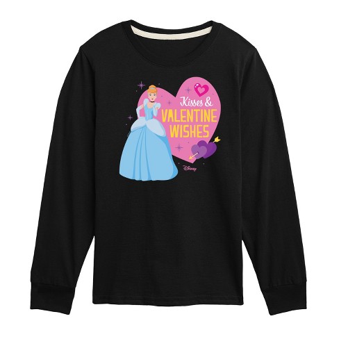 Disney Kisses And Valentine Wishes Long Sleeve Graphic T-shirt - Black ...