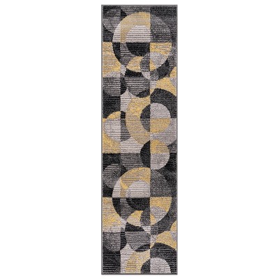 World Rug Gallery Contemporary Abstract Circles Design 2'x7'2" Yellow ...