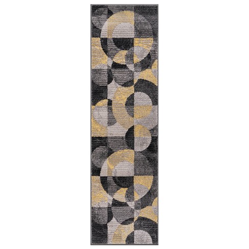 World Rug Gallery Modern Geometric Circles Design Area Rug - Yellow 2 ...