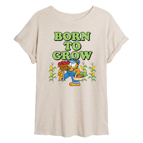 Women's Garfield Born To Grow Oversized Graphic T-shirt - Birch ...