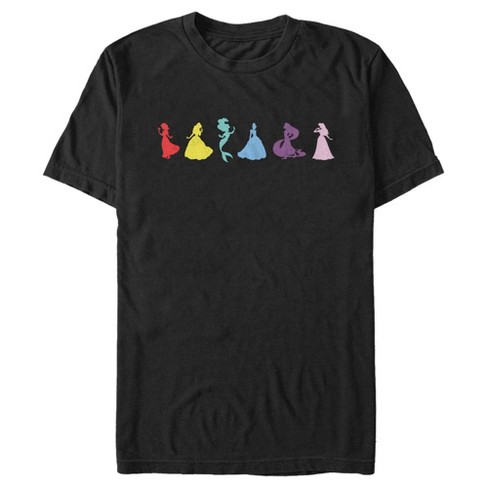 Men's Disney Colorful Princesses Silhouettes T-shirt - Black - Small ...