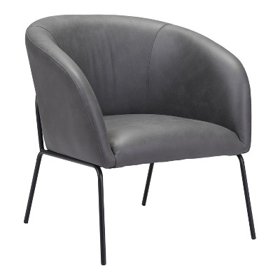 HomeStock 28.7 in H Gray Finish Round Wood Frame Straight Armchair ...