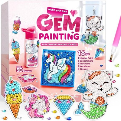 Joyfy 16 Projects Big Gem Art, 5D Gem Painting Craft Kits for Kids ...