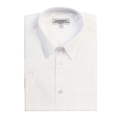 Gioberti Men's Short Sleeve Solid Dress Shirt, White, L : Target