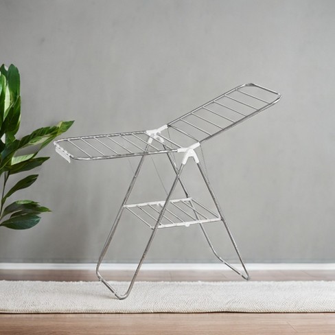 Free-standing Metal Clothes Drying Rack With Sock Clips Foldable ...