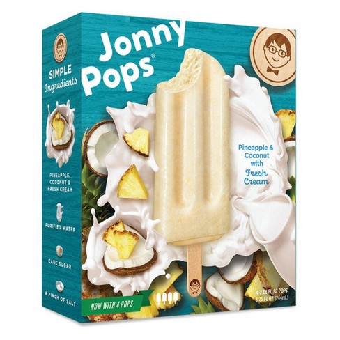 Jonnypops Pineapple Coconut & Cream Frozen Fruit Bars - 4pk/8.25 Fl Oz ...