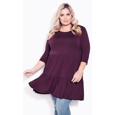 Avenue | Women's Plus Size Amaya Tunic - Plum - 26w/28w : Target