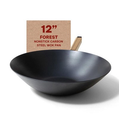Oxo 12" Steel Open Wok With Silicone Sleeve Black: Carbon Steel Pan, 12 ...