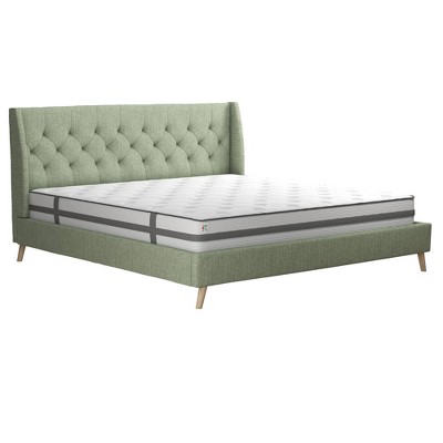 Light green upholstered bed store