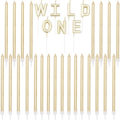 Blue Panda 31-piece Gold "wild One" Cake Topper Letters & Birthday Cake ...