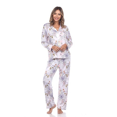 Long Sleeve Floral Pajama Set Light Gray Large - White Mark : Target