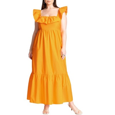 Eloquii Women's Plus Size Maxi Poplin Dress - 24, Tangelo : Target