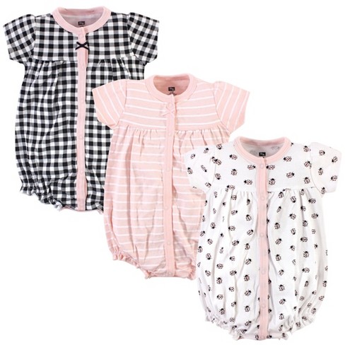Hudson Baby Infant Girl Cotton Rompers 3pk, Ladybug, 9-12 Months : Target