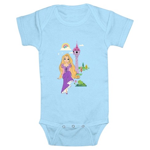 Infant's Tangled Rapunzel And Pascal Tower Bodysuit - Light Blue - 24 ...